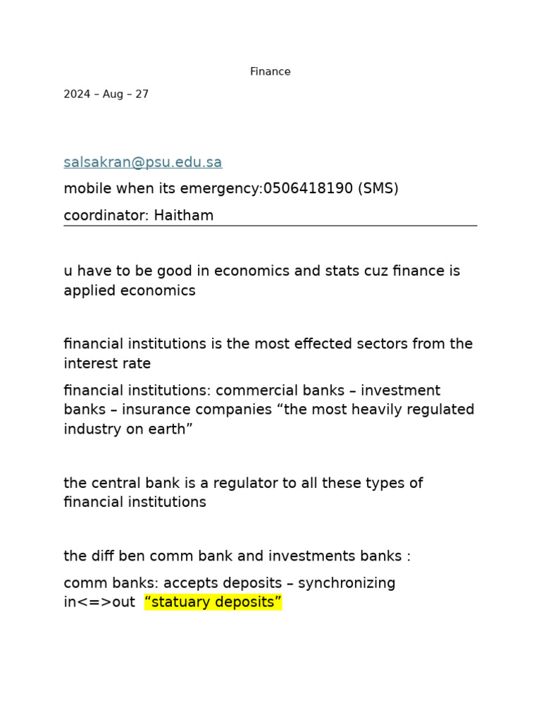 Finance - Psu 1 | PDF