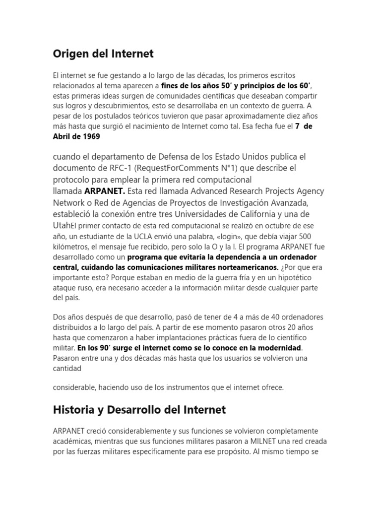 Origen Del Internet | PDF
