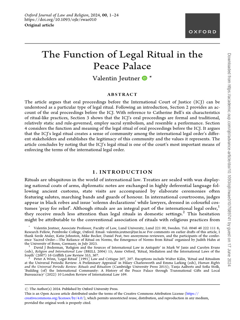 The Function of Legal Ritual in The ICJ | PDF