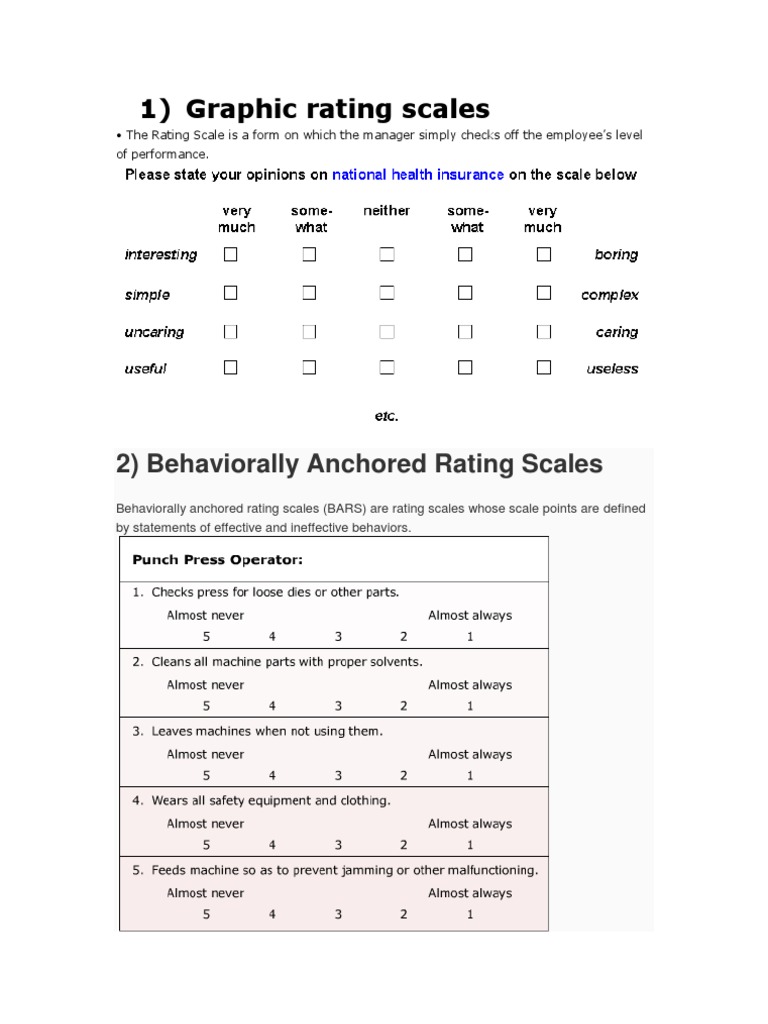 Graphic Rating Scales | PDF