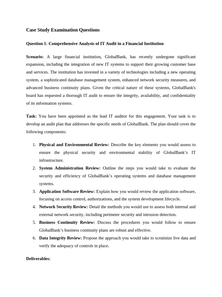Chapter One Case Study Examination Questions For IT Audit Studnt | PDF ...