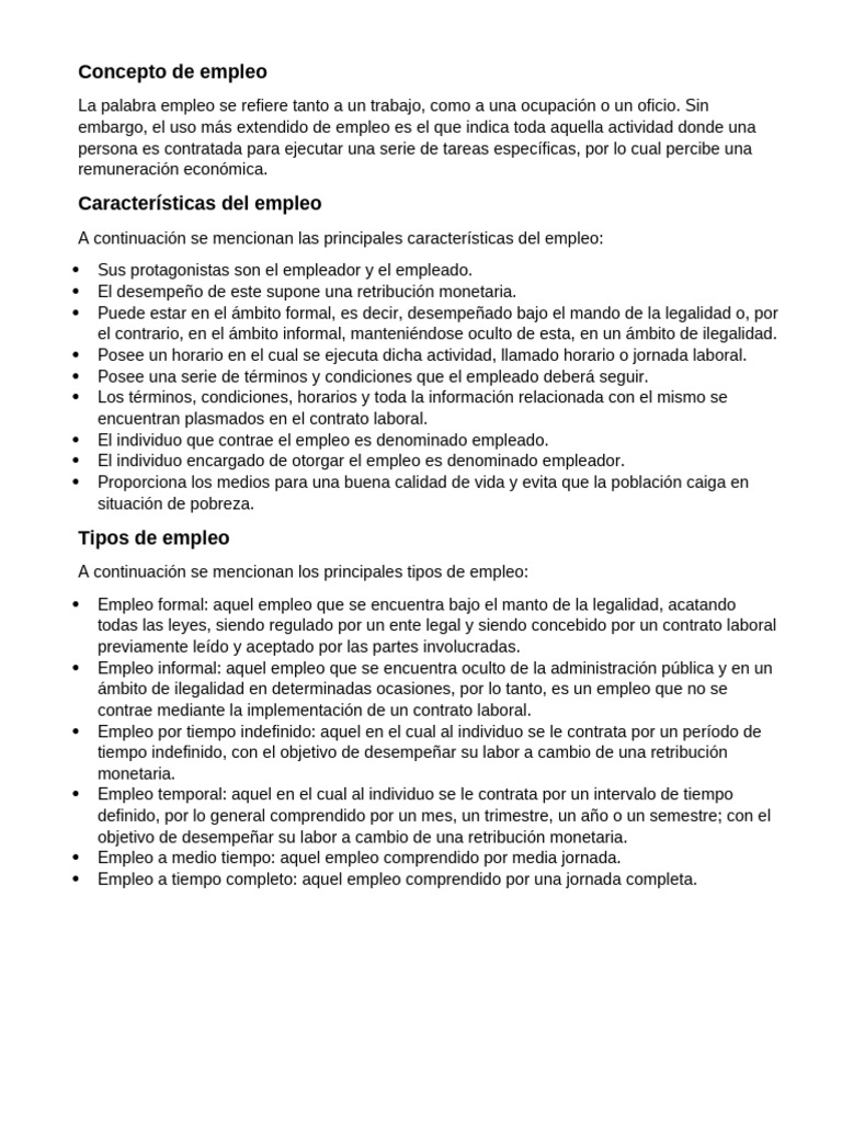 Concepto de Empleo | PDF