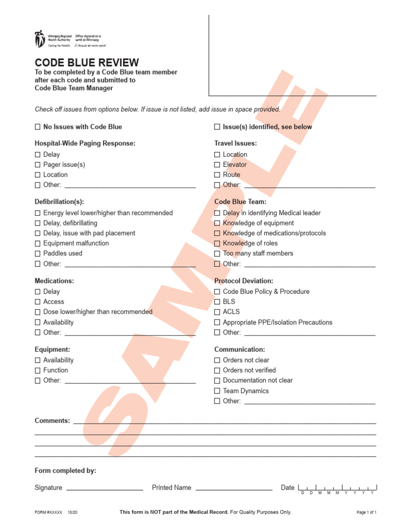 Code Blue Review Form | PDF