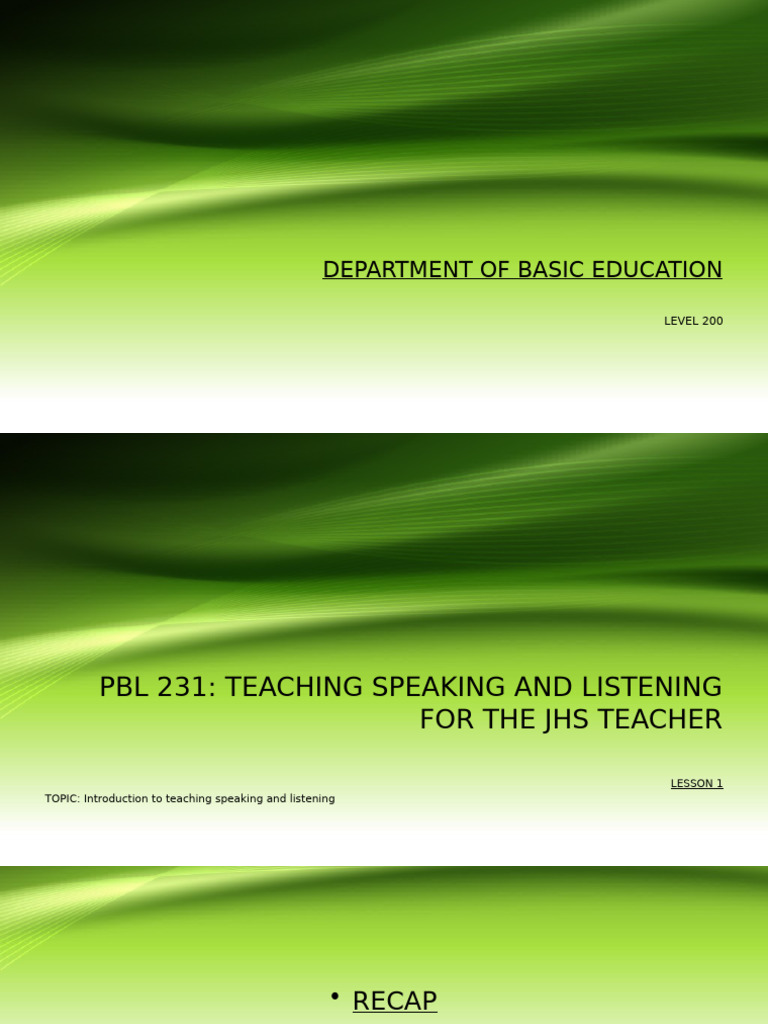 Listening and Speaking | PDF