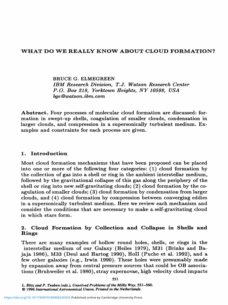 What Do We Really Know About Cloud Formation | PDF | Star Formation ...