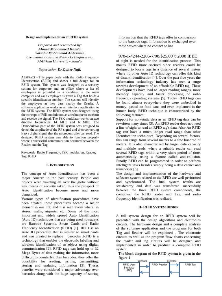 Rfid Research | PDF | Radio Frequency Identification | Modulation