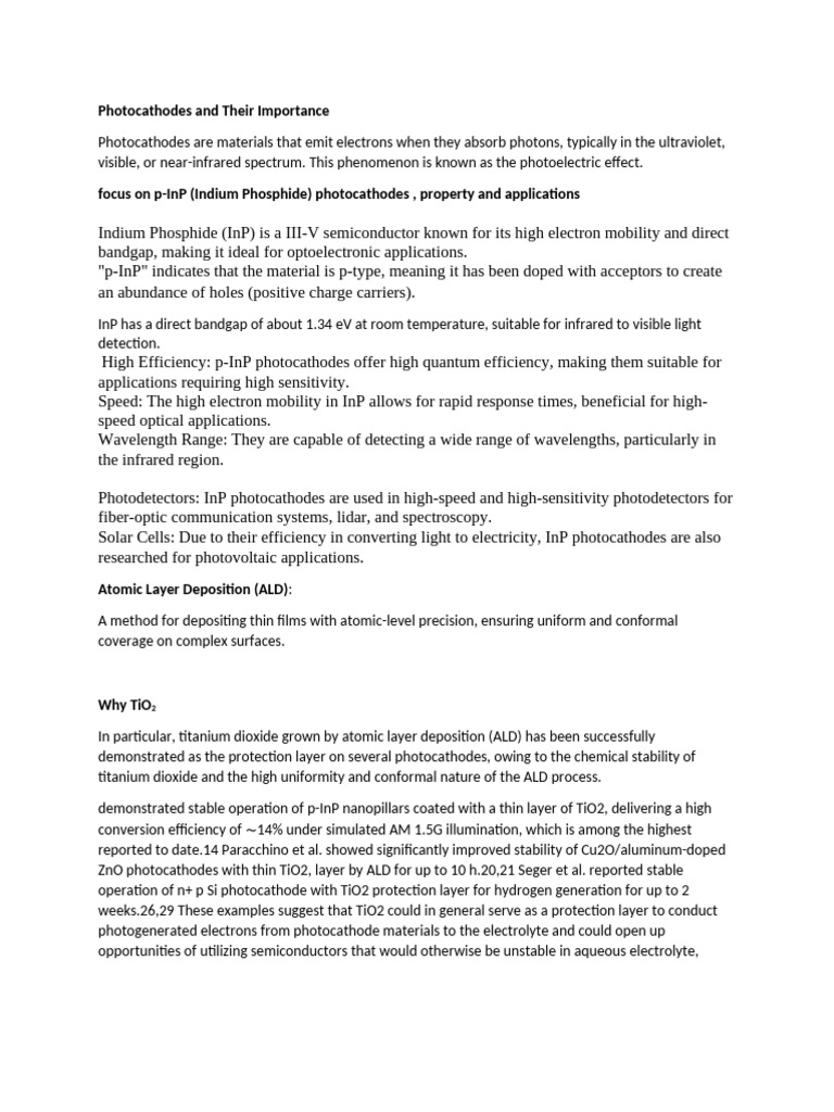 Photocathodes and Their Importance | PDF