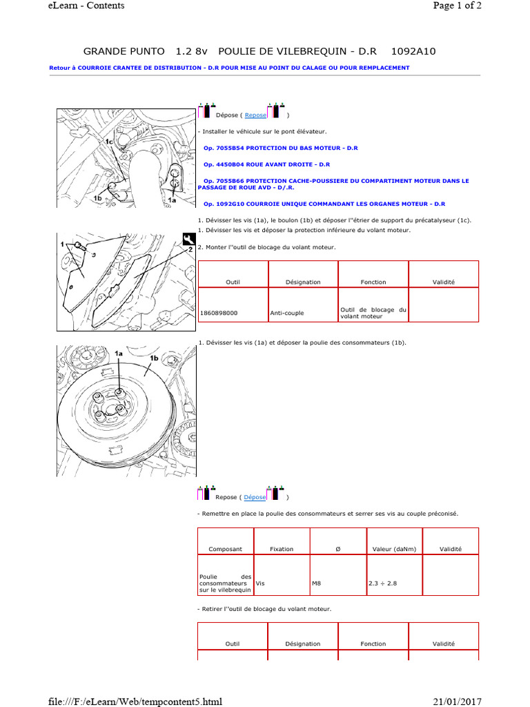 Grande Punto 1.2 8V Poulie de Vilebrequin - D.R 1092A10 | PDF