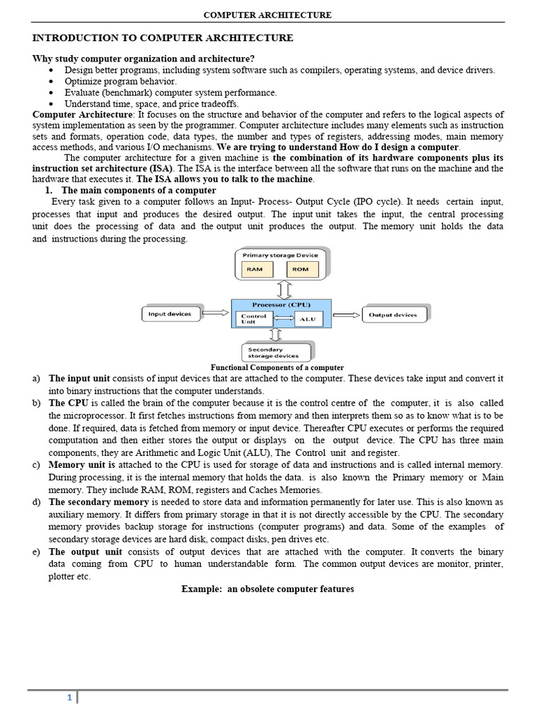 COMPUTER ARCHITECTURE (CHAPTER 1n2) | PDF | Integrated Circuit ...