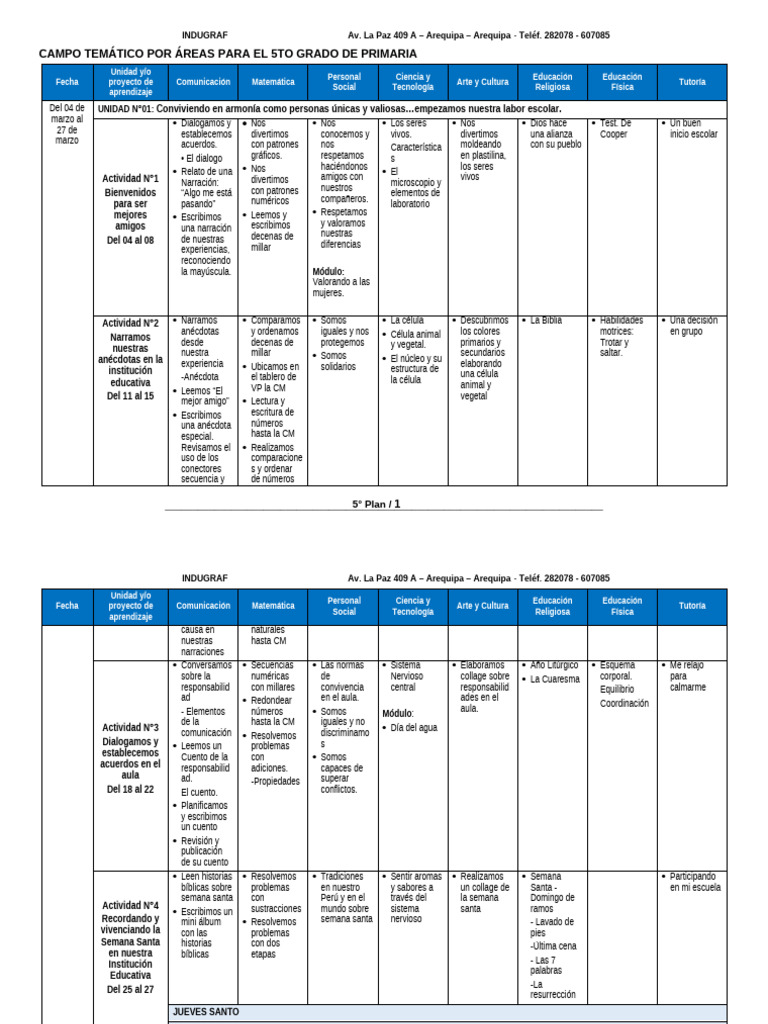 5° Grado - Campo Temático | PDF