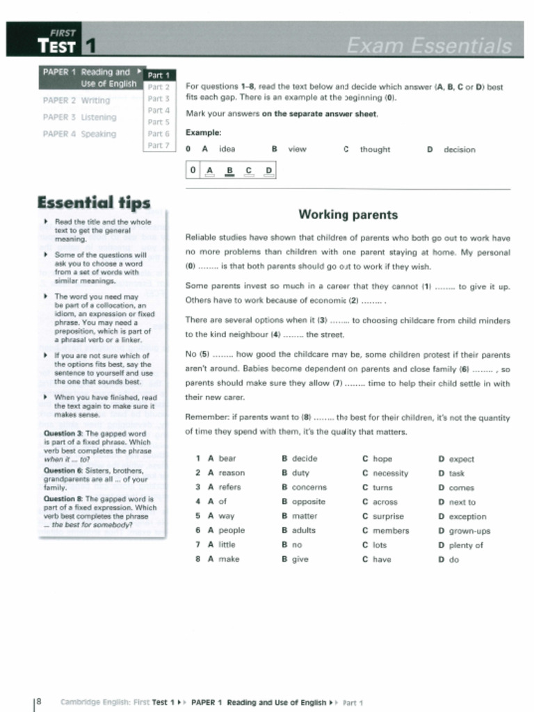 First - Exam - Essentials - 1 STUDENTS | PDF