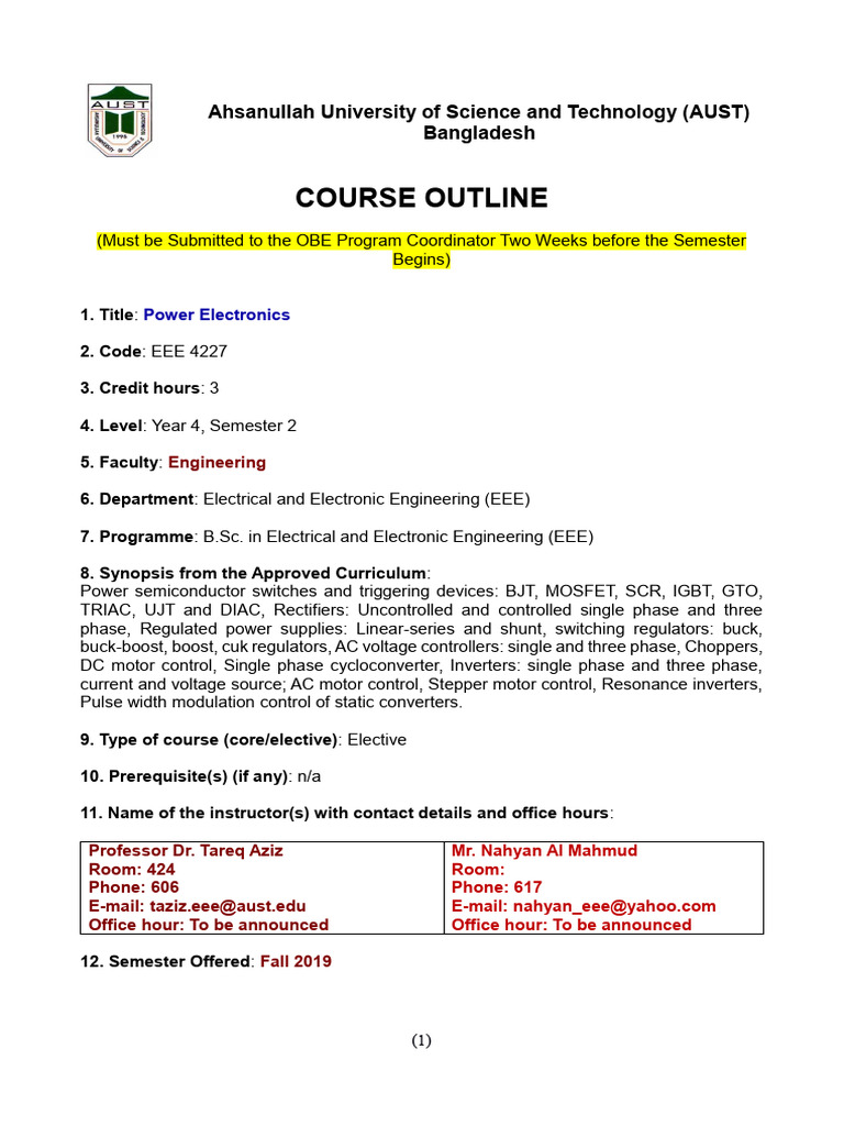 Course Outline EEE4227 Fall 2019 | PDF