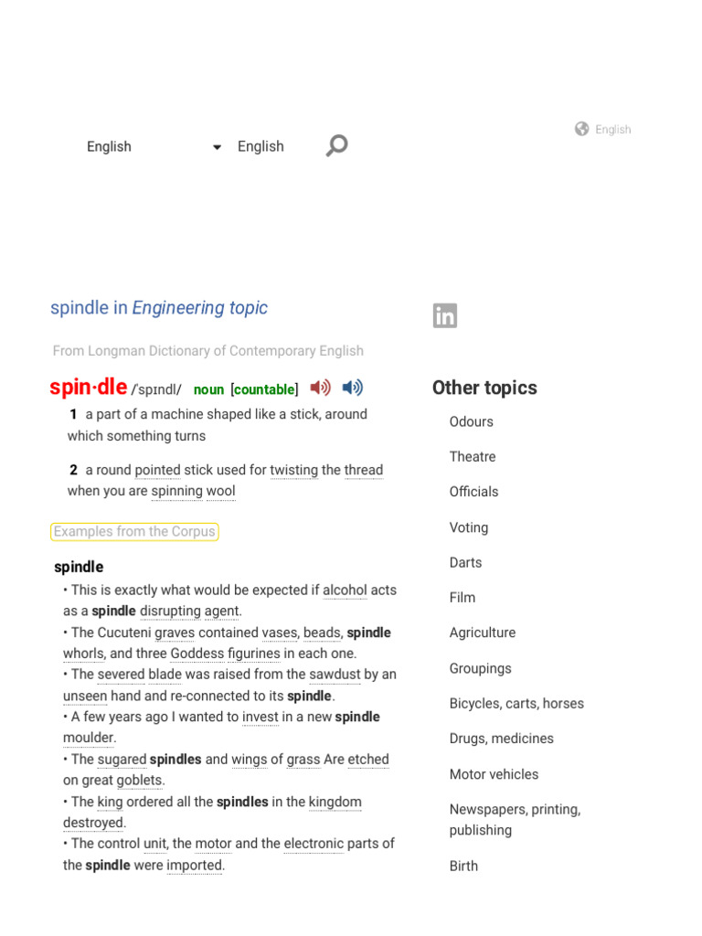 Spindle - Definition From The Engineering Topic - Engineering | PDF