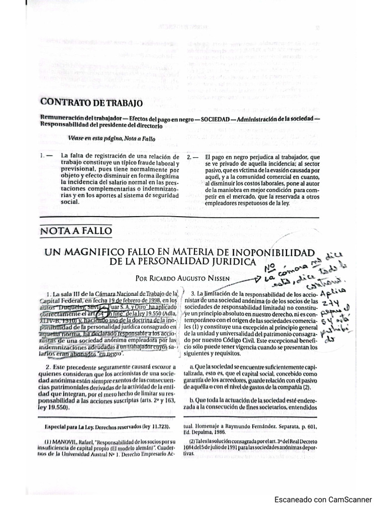 Nissen, Ricardo A., Un Magnífico Fallo en Materia de Inoponibilidad ...