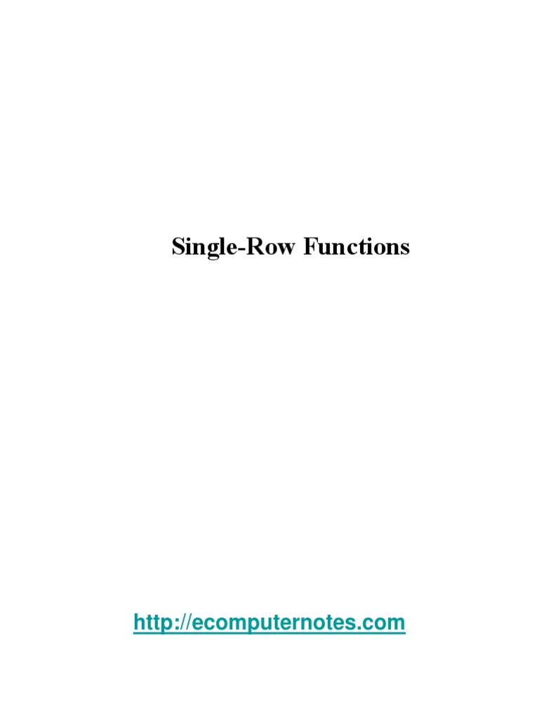 E Computer Notes Single Row Functions Pdf Computer Programming 9836