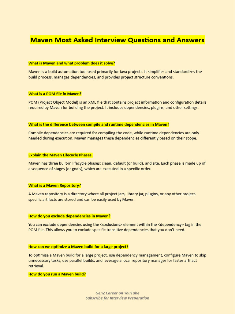 Step 13 - Maven and Git Interview Questions Answers | PDF