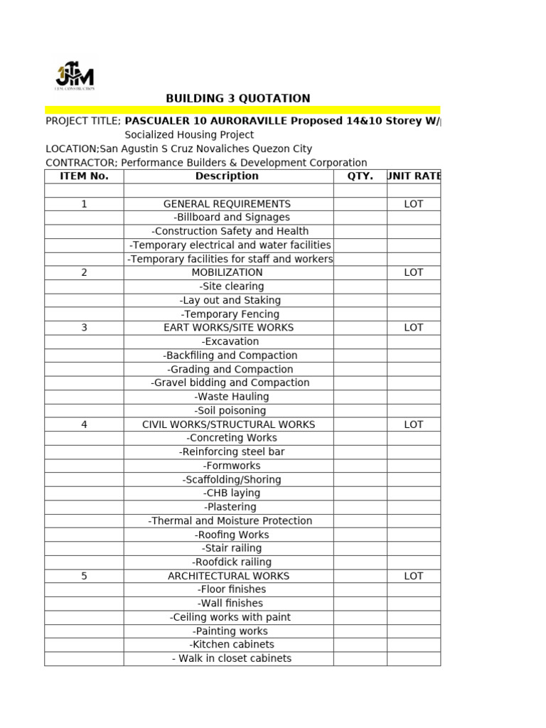 Quotation Building 3 | PDF