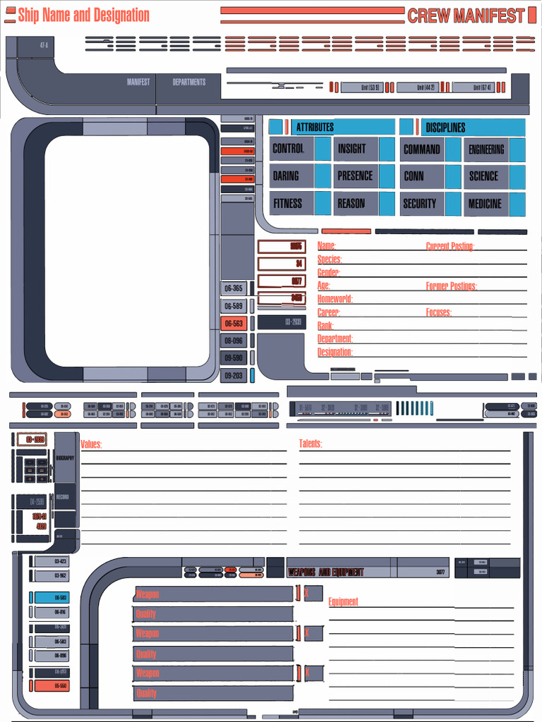Personell File Char Sheet Modern - Printer Friendly | PDF