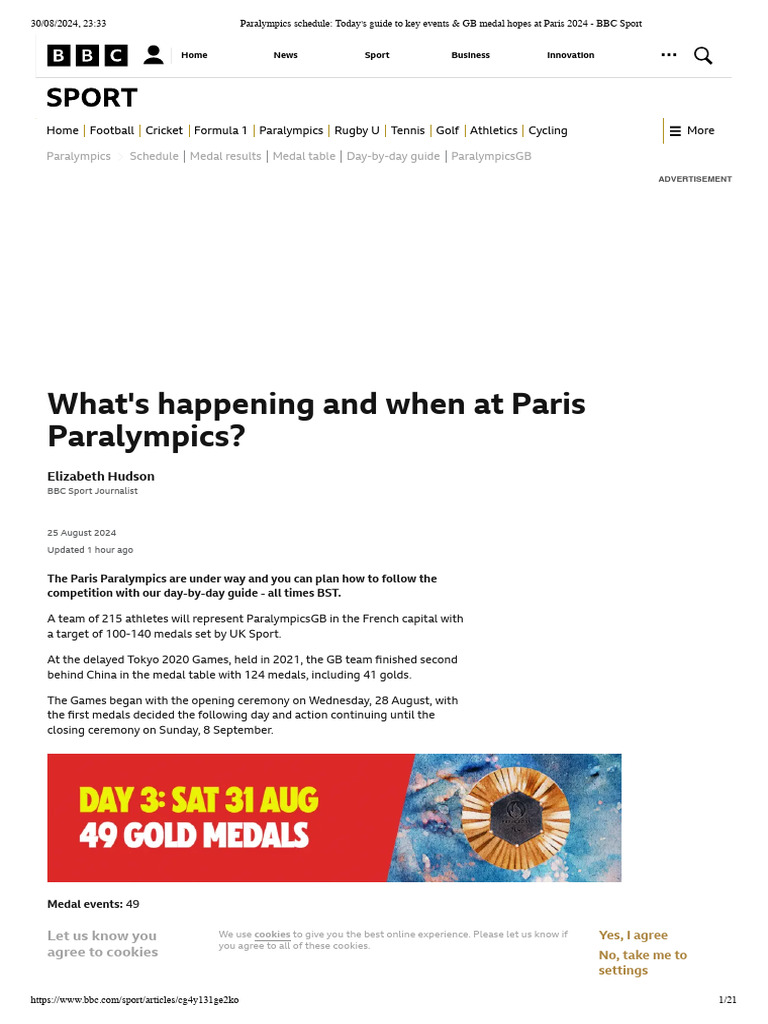 Paralympics Schedule - Today's Guide To Key Events & GB Medal Hopes at ...