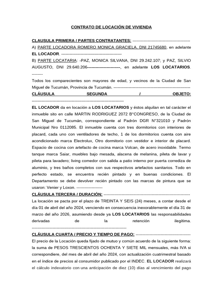 Contrato Barrio Congreso | PDF