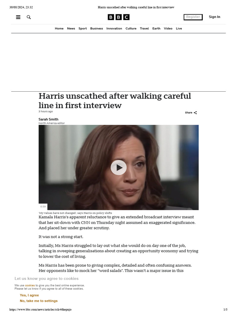 Harris Unscathed After Walking Careful Line in First Interview | PDF