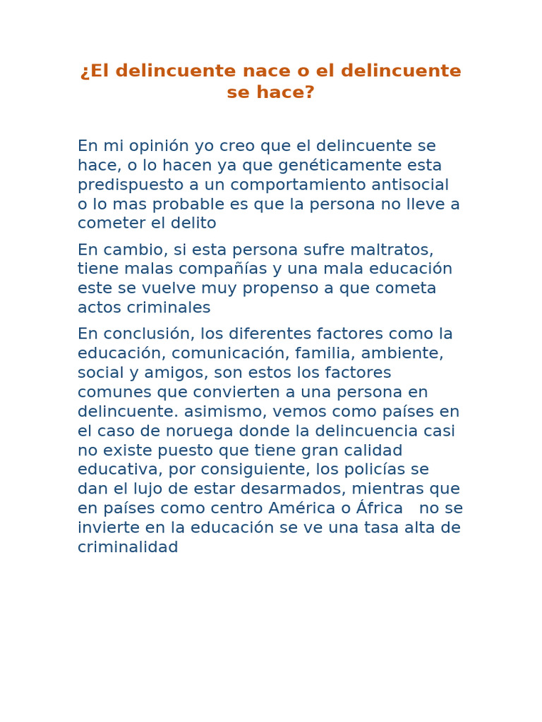 El Delincuente Nace o El Delincuente Se Hace 123 | PDF