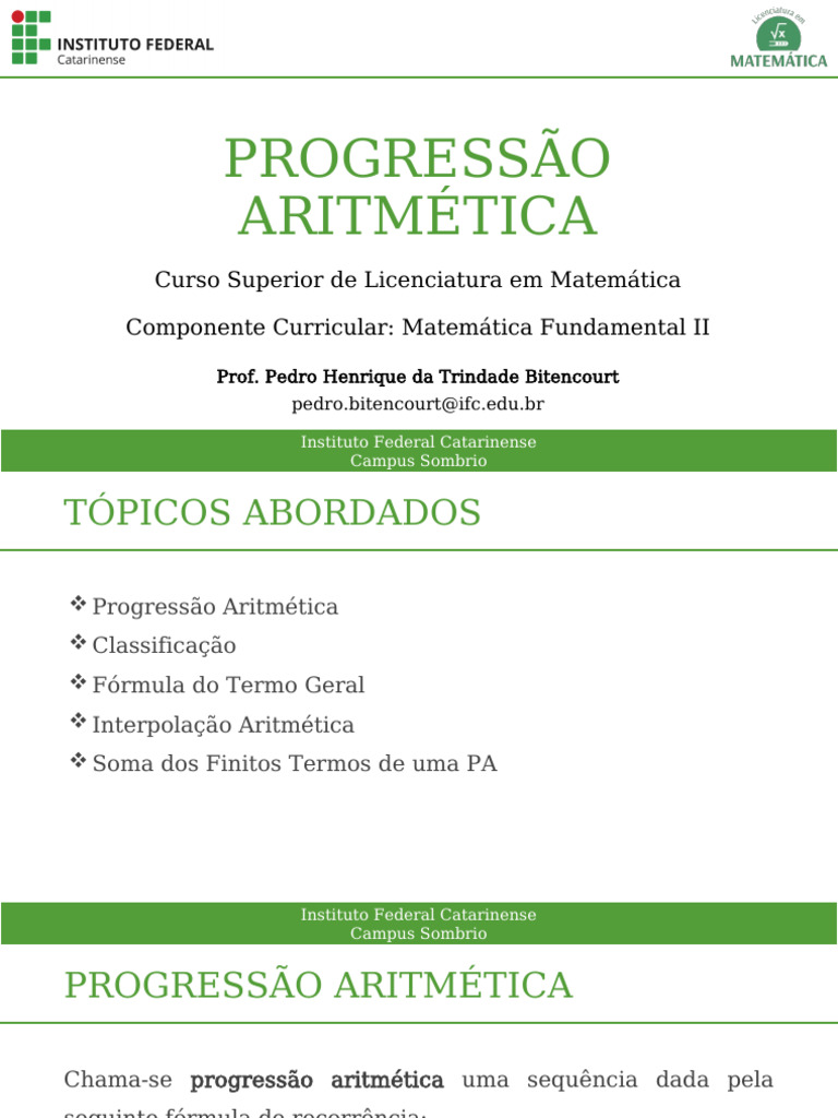 Slides 02 - Progressão Aritmética | PDF