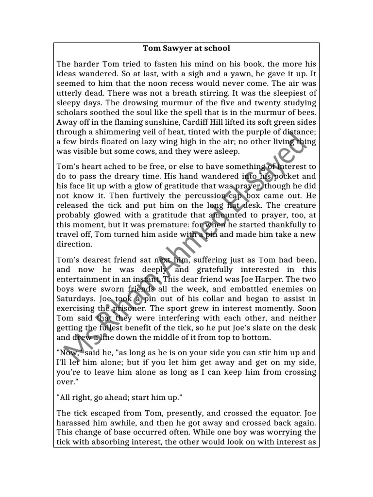 13.fiction Tom Sawyer at School | PDF