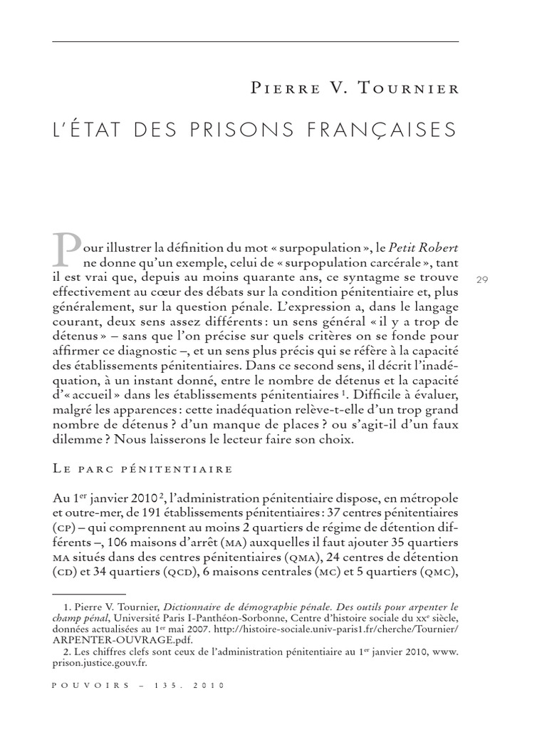 135pouvoirs p29-40 Etat Prisons Francaises | PDF