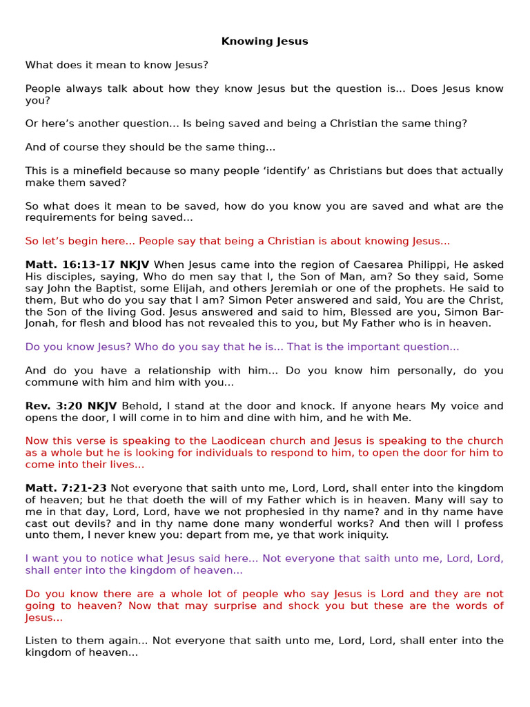 Knowing Jesus | PDF