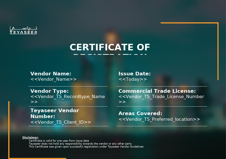 Teyaseer Registration Certificate | PDF