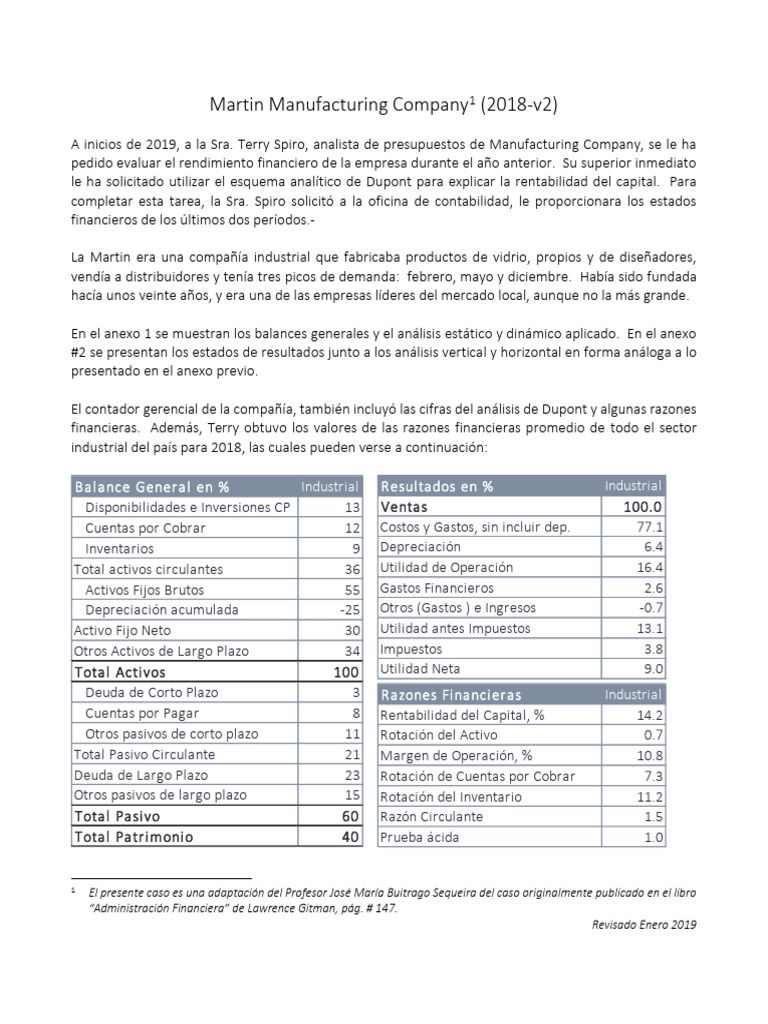 Análisis Financiero de Martin Manufacturing | PDF | Semantic Units