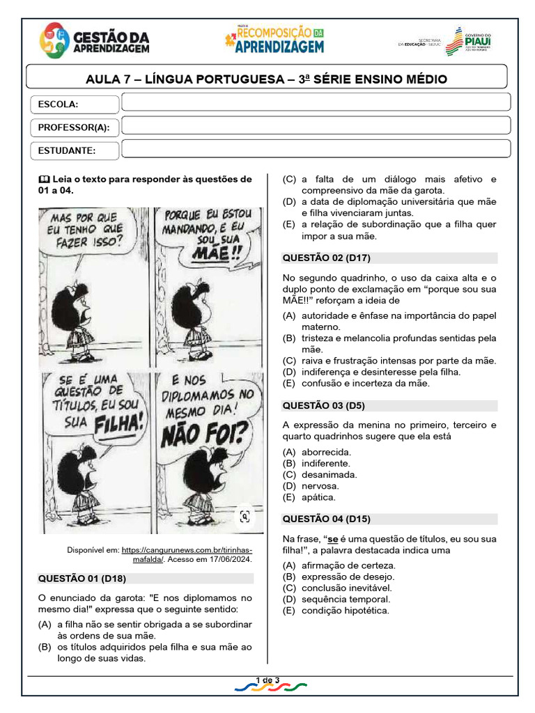 Aula 7 - Estudante - 3 Série Do Ensino Médio | PDF