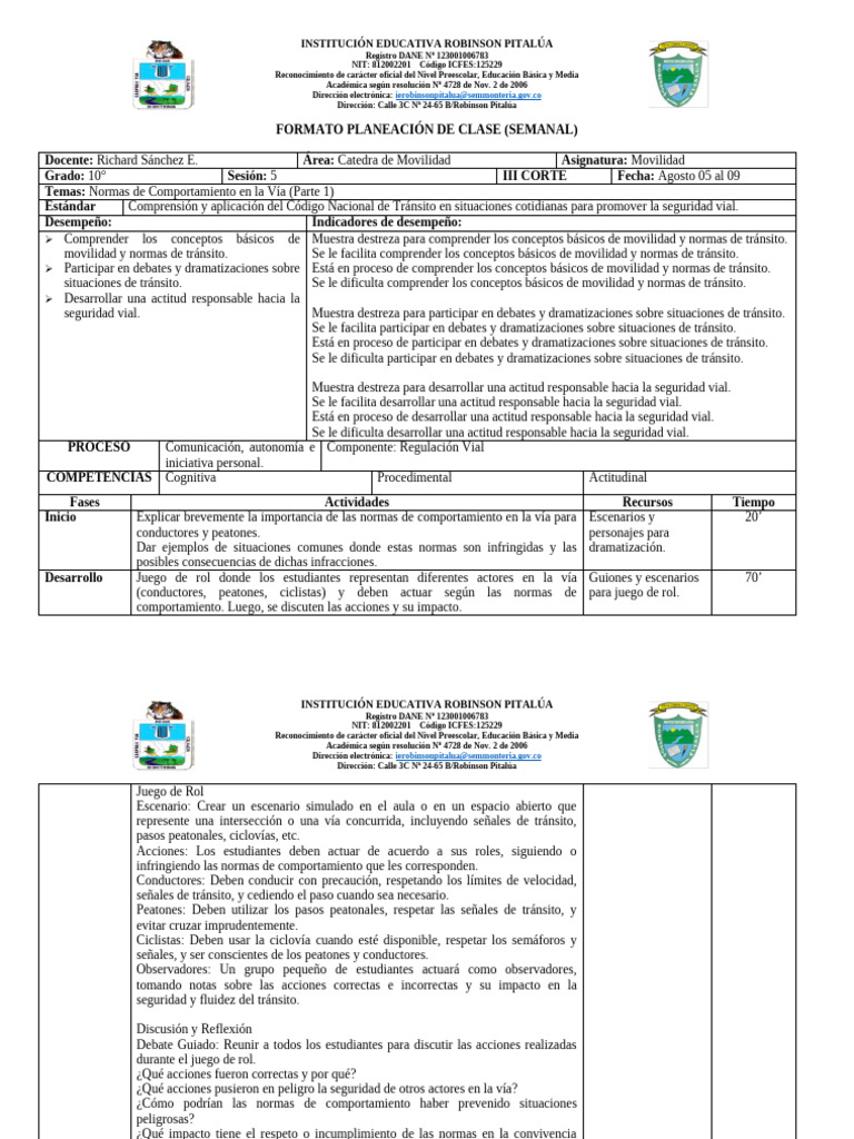 Clases Movilidad 10 - 2 Corte 2024 Agt | PDF