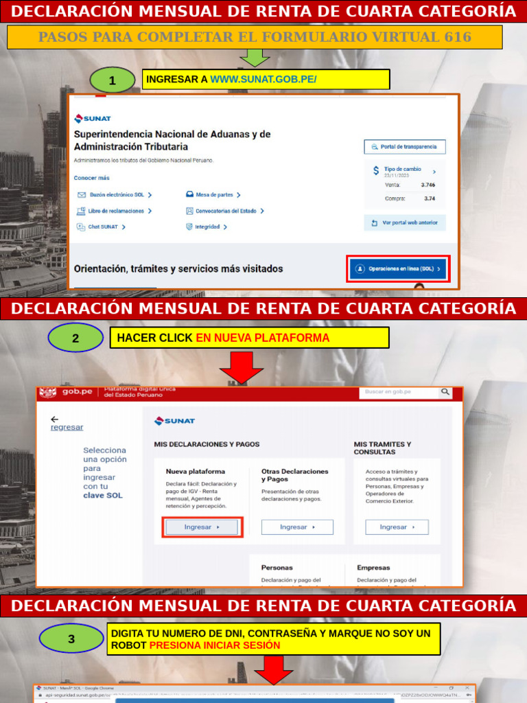 Pasos para Completar El Formulario Virtual 616: Ingresar A | PDF