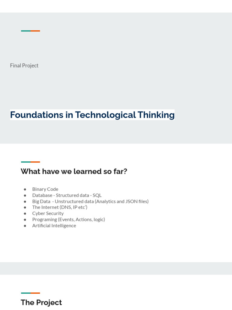Foundations in Technological Thinking-Final Project | PDF