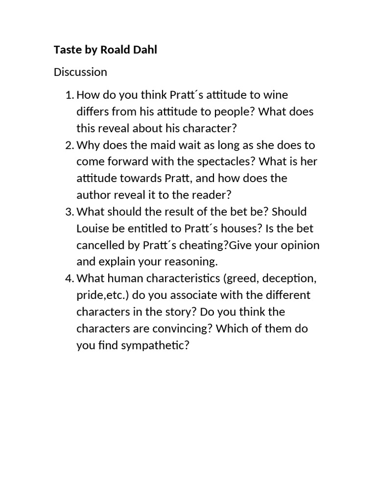 Taste Worksheet | PDF