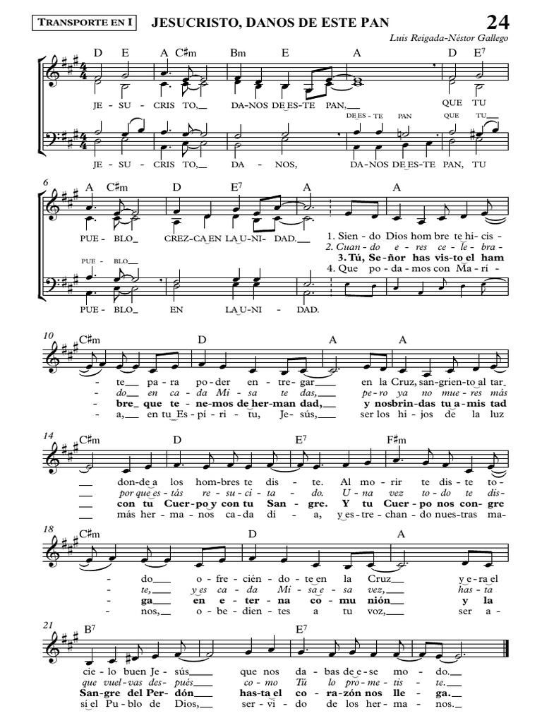 Jesucristo, Danos de Este Pan JESUCRISTO, DANOS de ESTE PAN - Partitura ...