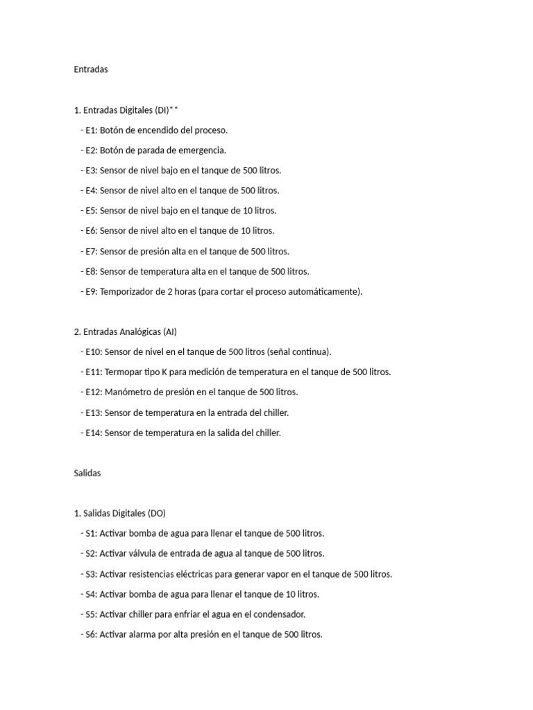 Entradas y Salidas | PDF