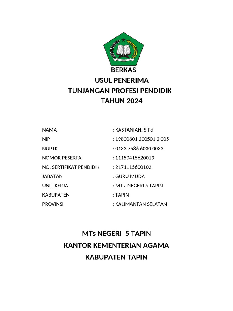 Cover Berkas TPG | PDF