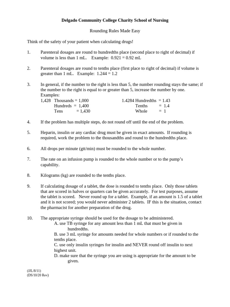 Rounding Rules Made Easy | PDF | Tablet (Pharmacy) | Dose (Biochemistry)