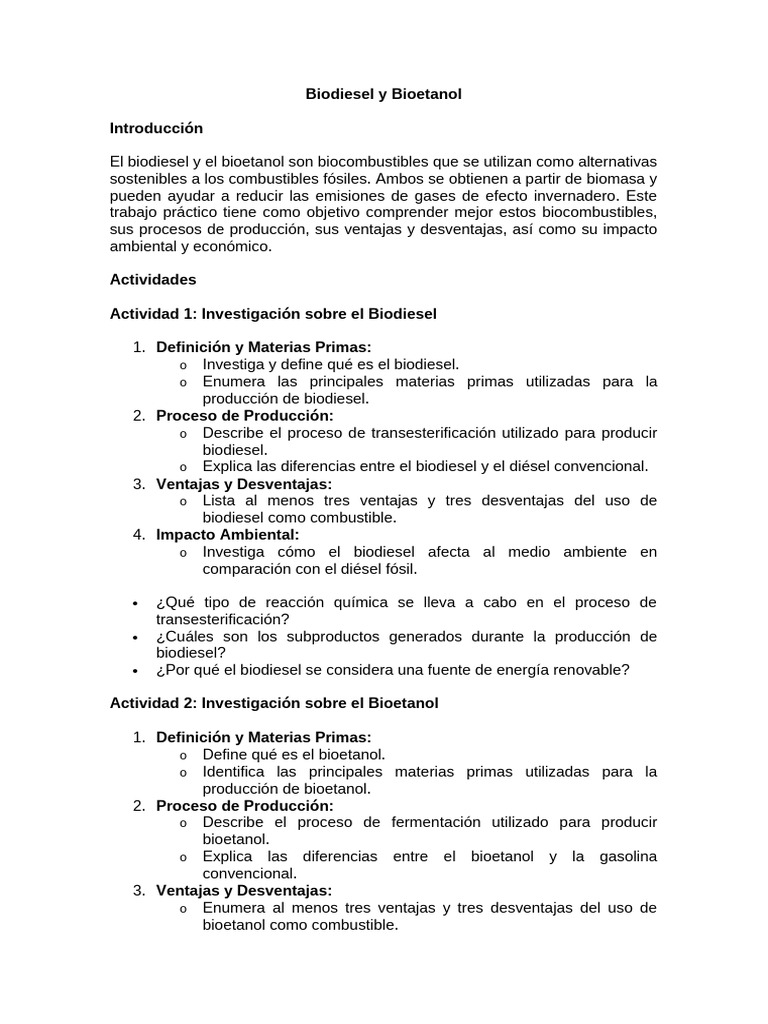 Biodiesel y Bioetanol | PDF
