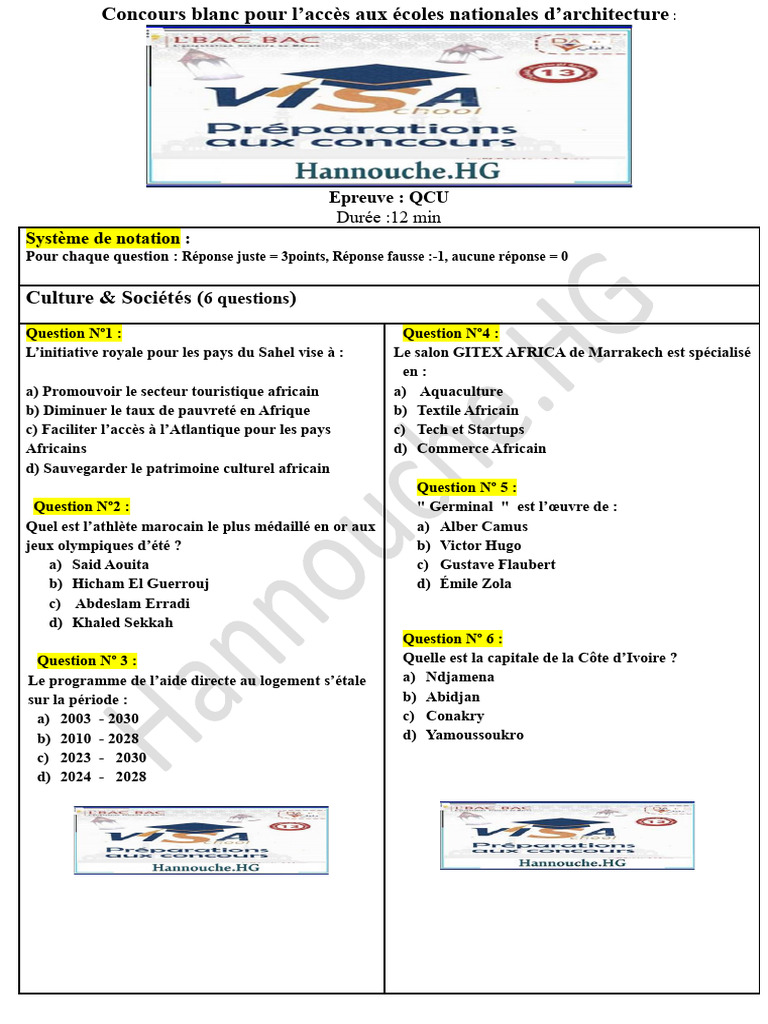 Concours Blanc ENA Visaschool 2024 | PDF