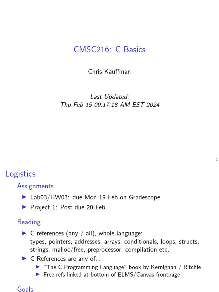 Cmsc216 Slide #2 | PDF