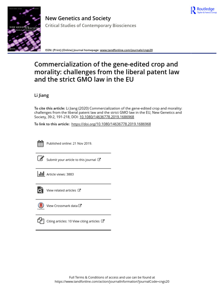 Gene-Edited Crops: EU Patent and GMO Challenges | PDF | Genetic ...