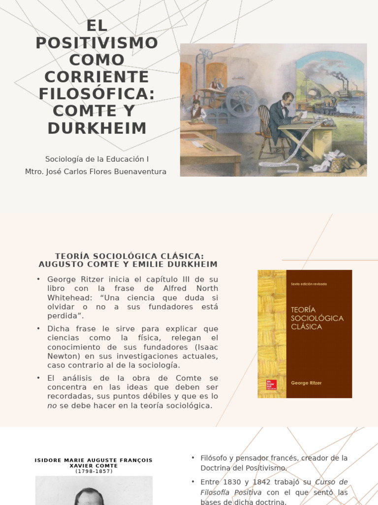 El Positivismo Como Corriente Filosófica Comte y Durkheim | PDF