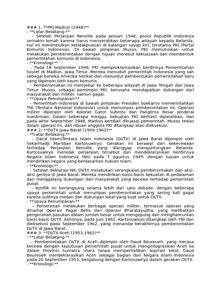 Peristiwa Disintegrasi Sejarah Indonesia | PDF