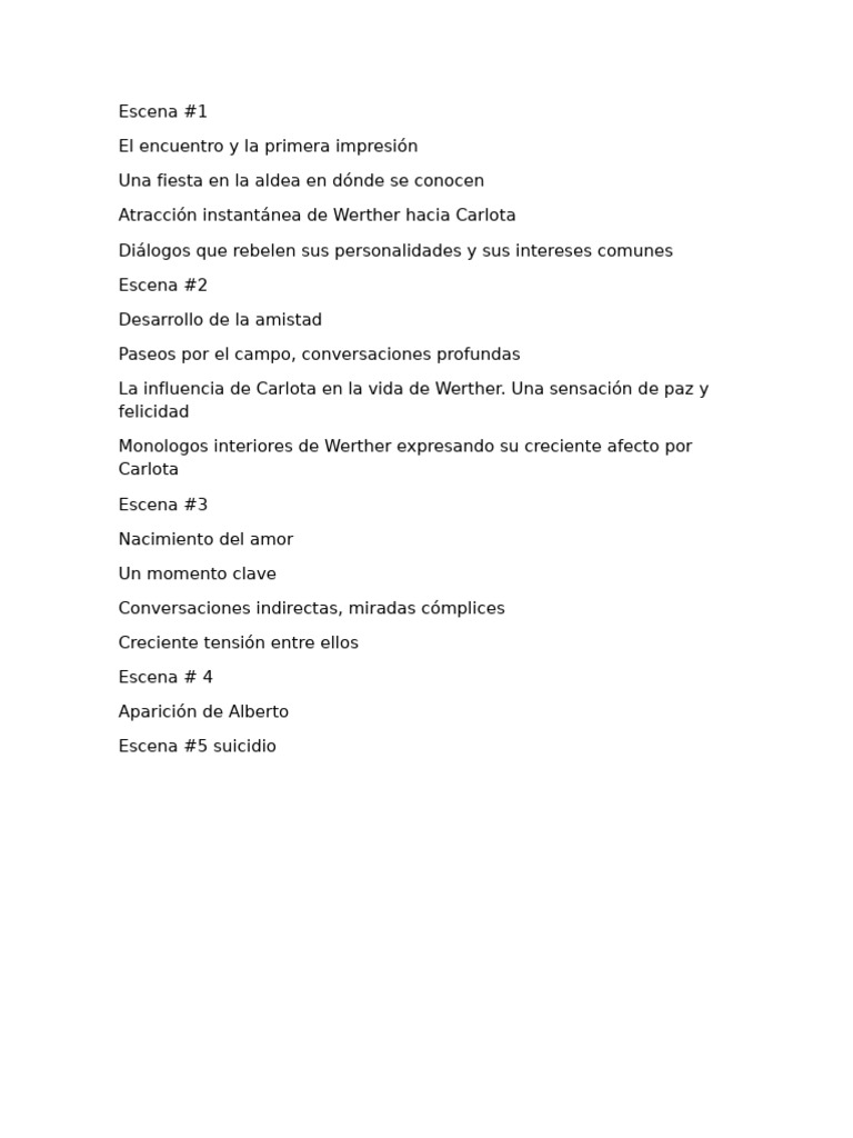 Escenas Guion Werther | PDF