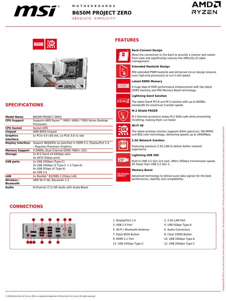 B650M Project Zero | PDF | Usb | Computing