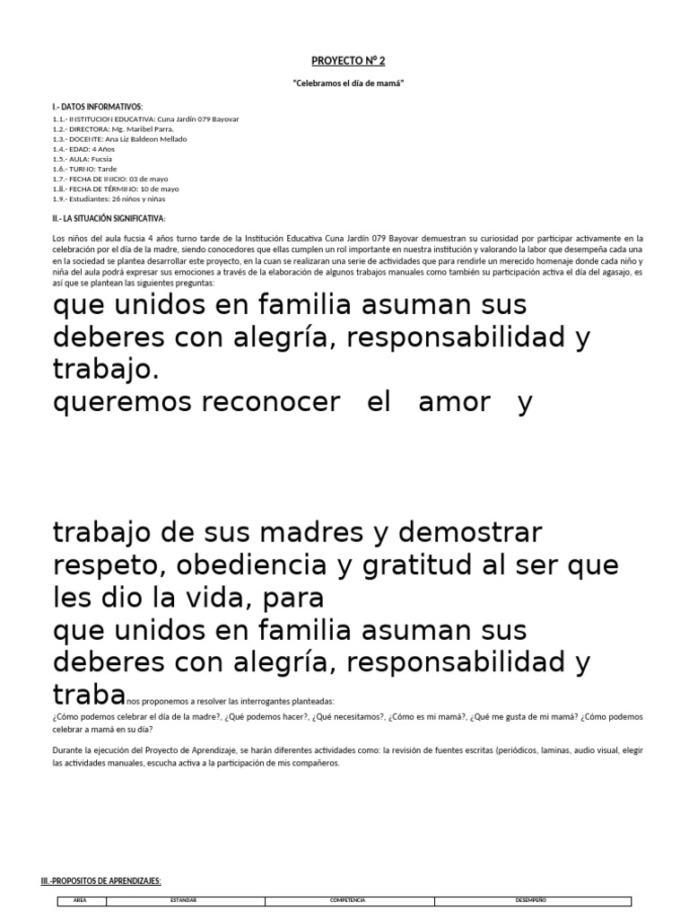 Mayo Proyecto 2 Dia de La Madre | PDF